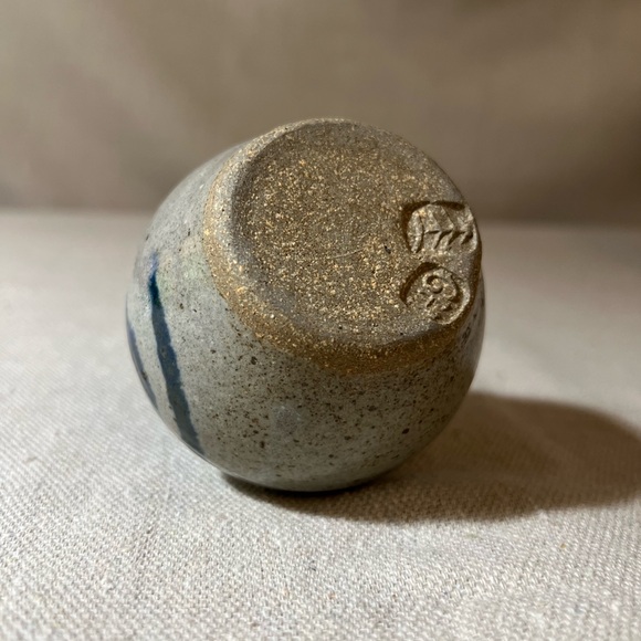 gary hatcher | Accents | Gray Stoneware Abstract Blue Vase Hand Thrown ...